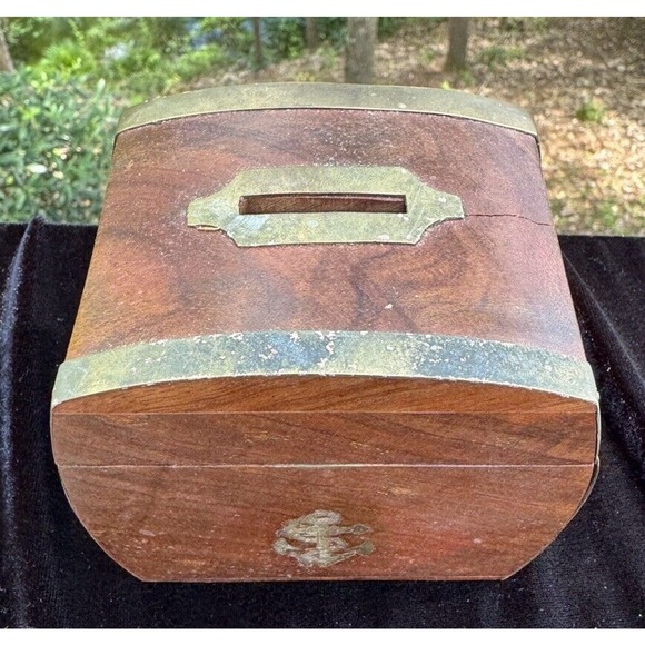 Accents | Vintage Original White Wood With Brass Inlay Anchor Money ...